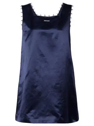 Miu Miu Embroidered Cotton-blend Satin Minidress - Blue