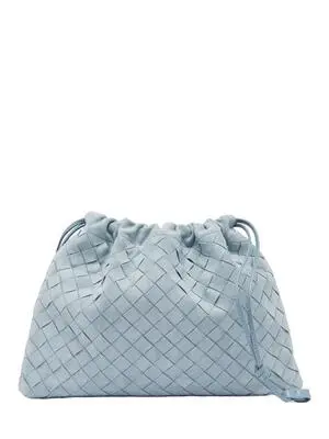 Bottega Veneta Bottega Veneta Intrecciato Suede Pouch Blue