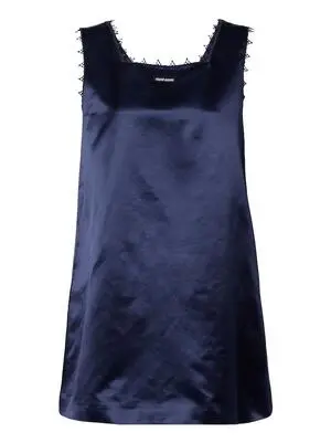 Miu Miu Embroidered Cotton-blend Satin Minidress - Blue