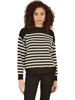 YUMI Yumi Button Detail Stripe Knitted Jumper