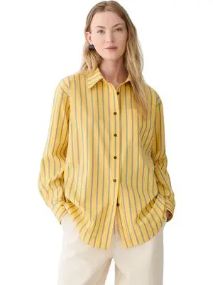 Lafayette 148 New York Striped Cotton Oversized Shirt - Daisy Multi