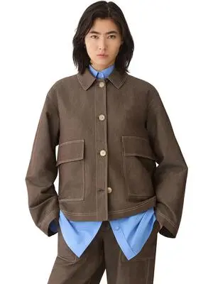 Lafayette 148 New York Cotton Linen Twill Patch Pocket Jacket - Root