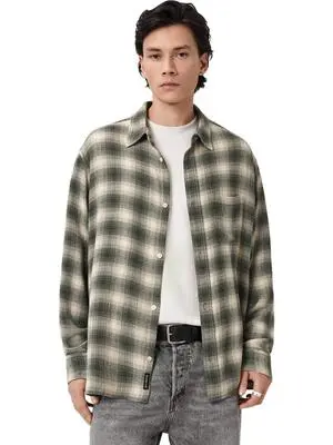 ALLSAINTS Lumley Oversized Check Shirt - Green