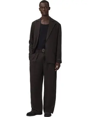 ALLSAINTS Marko Relaxed Fit Linen Blend Pants - Black