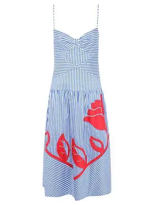 Farm Rio Sleeveless Midi Dress With Bow Detail - Blue
