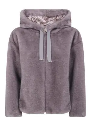 HERNO HERNO Soft Faux Fur Bomber Jacket With Hood