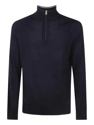 Paul Smith Quarter Zip Merino Wool Sweater - Black