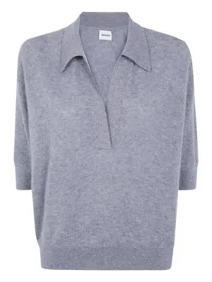 Khaite Shrunken Jo" Cashmere Polo Sweater - Gray