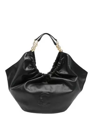 COCCINELLE Mash Leather Shoulder Bag With Chain Strap - Black