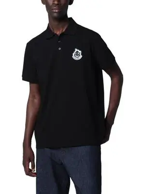 Moncler Cotton Piqué Polo Shirt With Logo - Black