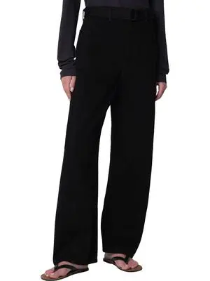 LEMAIRE Cotton Belted Trousers - Black