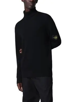 Stone Island Ribbed Turtleneck Sweater - Black