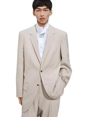 Bottega Veneta Wool And Cotton Jacket - Beige/light Blue