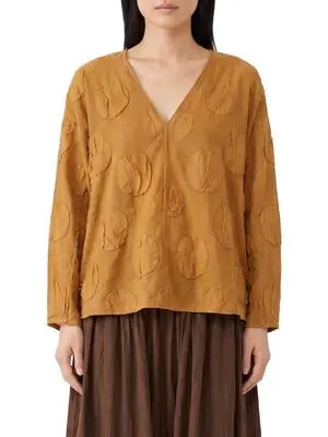 UMA WANG Textured V-neck Top - Beige