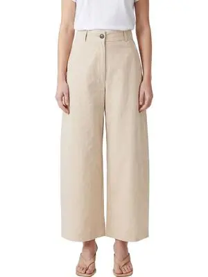Studio Nicholson Cropped Wide-leg Cotton Trousers - Beige