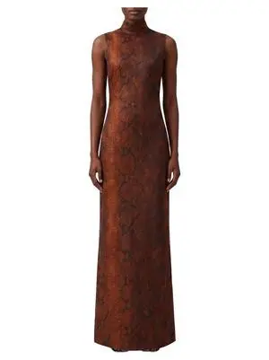 JEAN PAUL GAULTIER Jean Paul Gaultier Asymmetrical Python-Print Viscose Maxi Dress Red