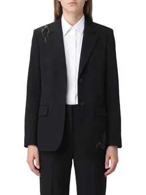 Zadig&Voltaire Single-breasted Blazer With Snake Print And Rhinestone Embellishments - Black