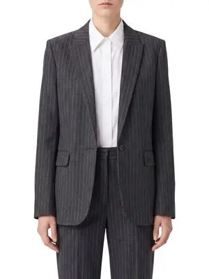 Zadig&Voltaire Pinstriped Single-breasted Blazer With Peak Lapels - Grey