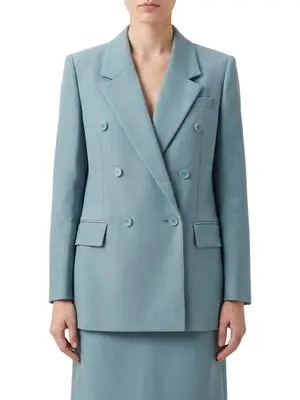 Chloé Double-breasted Merino Wool Blazer With Peak Lapels - Grey