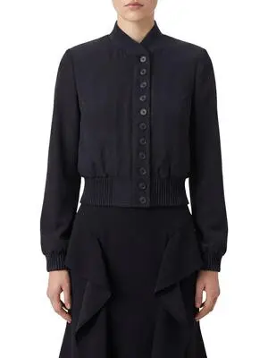 ALEXANDER MCQUEEN Alexander McQueen Asymmetric Pure Silk Bomber Jacket