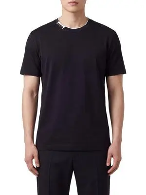 Dolce & Gabbana Contrast Logo And Trim Cotton T-shirt - Blue