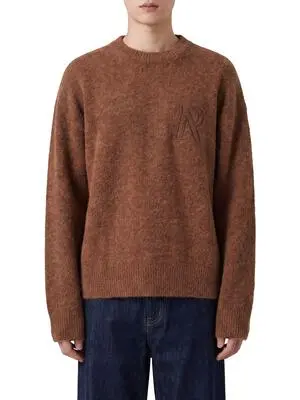 REPRESENT Represent Crewneck Alpaca Wool-Blend Jumper With Jacquard Logo And Dropped Shoulders Cocoa