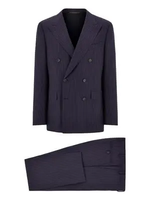 Canali Navy Pinstriped Wool Flannel Modern-fit Suit - Blue