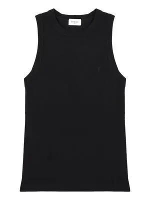 Saint Laurent Cassandre Ribbed Tank Top - Black