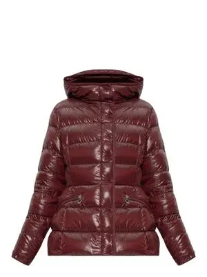 Moncler Barante Down Jacket With Hood And Logo Patch - Red