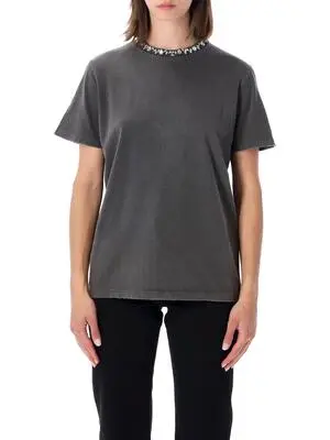 GOLDEN GOOSE GOLDEN GOOSE Cotton T-Shirt With Crystal Detail Grigio