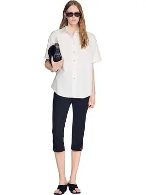 Sandro Oversized Pleated Back Shirt - Ecru