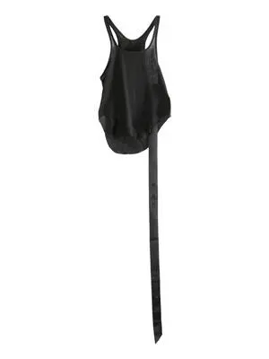 Rick Owens Cropped Tank Top With Tie Detail - Black