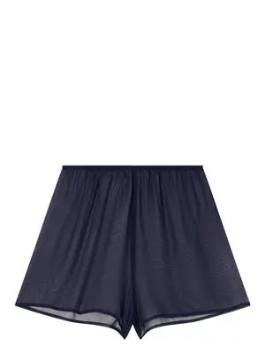 SARA CRISTINA Playa Pearl Embellished Silk-chiffon Shorts - Blue