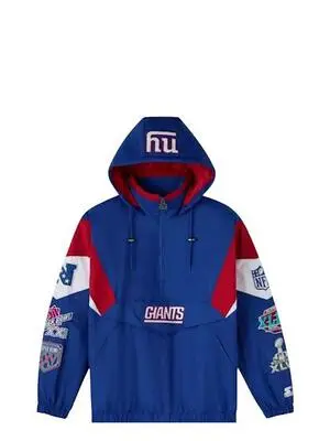 OVO X Nfl Starter New York Giants Half Zip Pullover Jacket - Blue