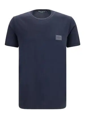 Dolce & Gabbana Cotton T-shirt With Logo Plaque - Black