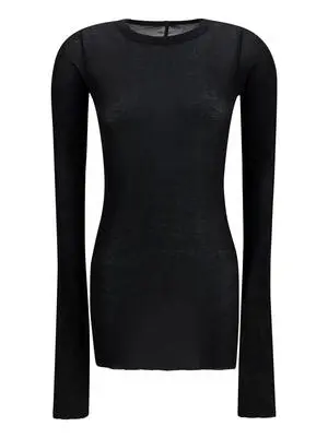 Rick Owens Ribbed Knit Long Sleeve Top - Black