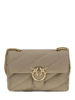 Pinko Love Classic Leather Shoulder Bag - Grey