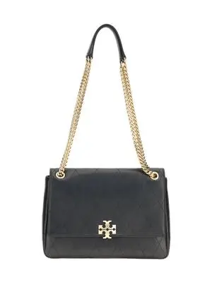 Tory Burch TORY BURCH Charlie Shoulder Bag In Grained Leather Black