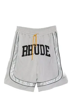 Rhude RHUDE Grey Logo Print Mesh Shorts Grey