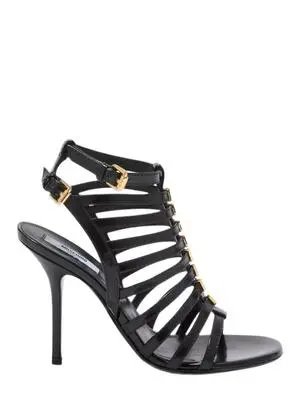Moschino Lettering Caged Stiletto Sandals - Black