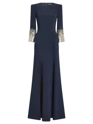 Jenny Packham Anita Dress With Ornate Sleeves - Blue