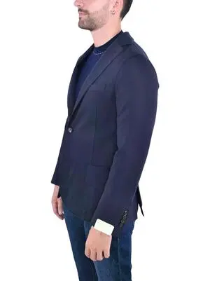 Eleventy Raw-cut Single-breasted Blazer - Blue