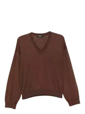 Fabiana Filippi V-neck Long Sleeve Sweater - Brown
