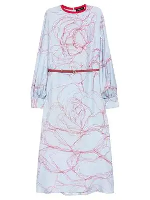Fabiana Filippi Belted Midi Dress With Floral Print - Blue