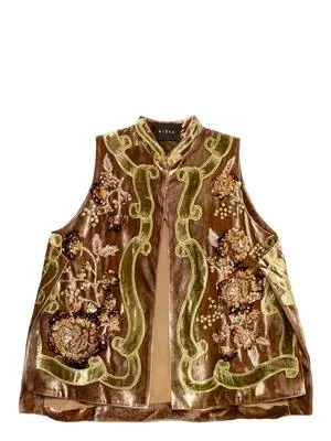 Biyan Embellished Velvet Waistcoat - Brown