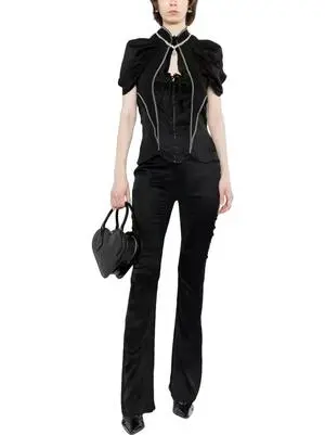 Ottolinger Satin-finish Panelled Flared Trousers - Black