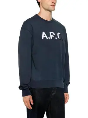 A.p.c. Logo Print Crewneck Sweatshirt - Blue
