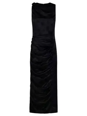 ROTATE BY BIRGER CHRISTENSEN Floral-jacquard Ruched Midi Dress - Black