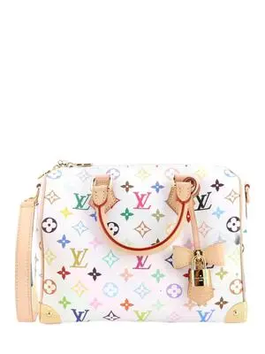 LOUIS VUITTON X Takashi Murakami Speedy Bandouliere Monogram Multicolor 25 Satchel - White