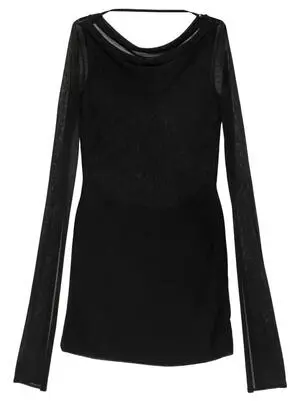 Cult Gaia Split-sleeve Cowl-neck Mini Dress - Black